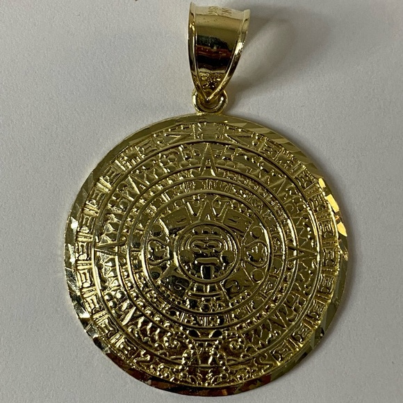 Jewelry | 1k Gold Aztec Calendar Pendant | Poshmark